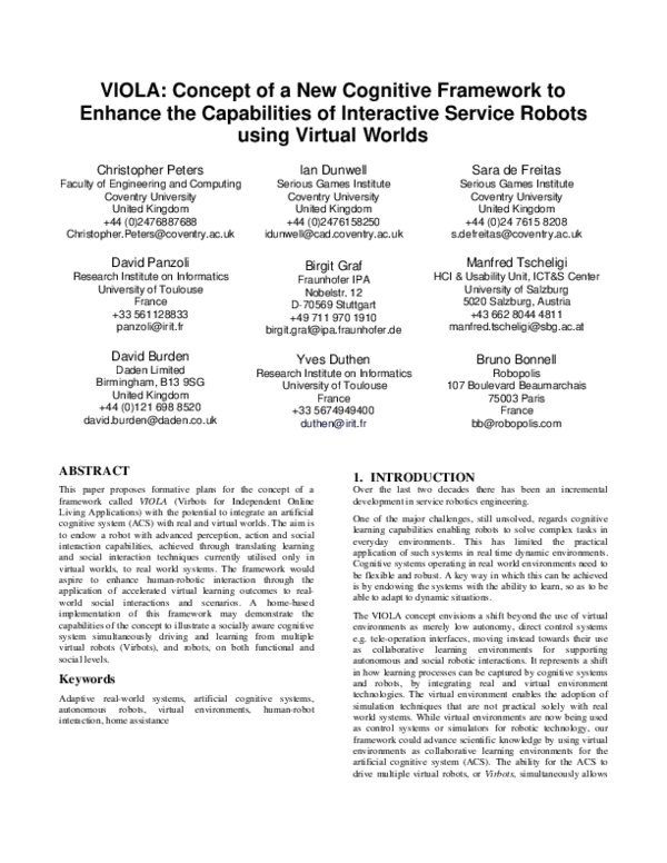 (PDF) VIOLA: Concept of a New Cognitive Framework to Enhance the Capabilities of Interactive ...