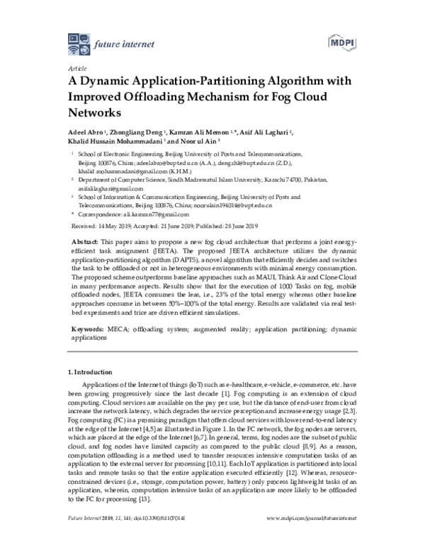 Pdf A Dynamic Application Partitioning Algorithm With Improved 0672