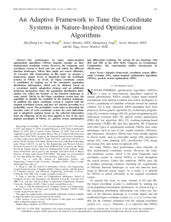 (PDF) An Adaptive Framework to Tune the Coordinate Systems in Nature-Inspired Optimization ...
