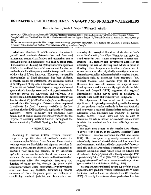 (PDF) Estimating Flood Frequency in Gaged and Ungaged Watersheds