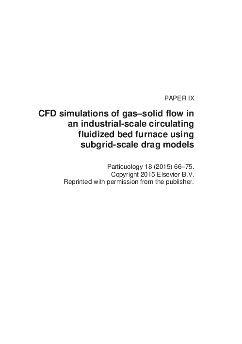 (PDF) CFD simulations of gas–solid flow in an industrial-scale circulating fluidized bed furnace ...
