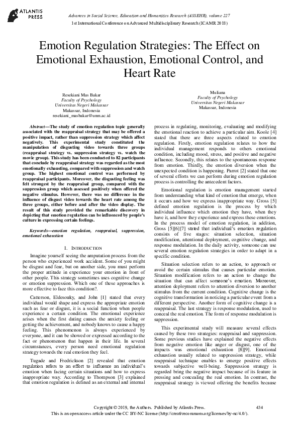 (PDF) Emotion Regulation Strategies: The Effect on Emotional Exhaustion ...