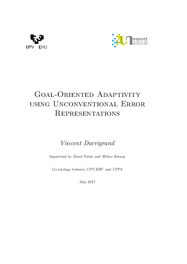 (PDF) Goal-Oriented Adaptivity using Unconventional Error Representations
