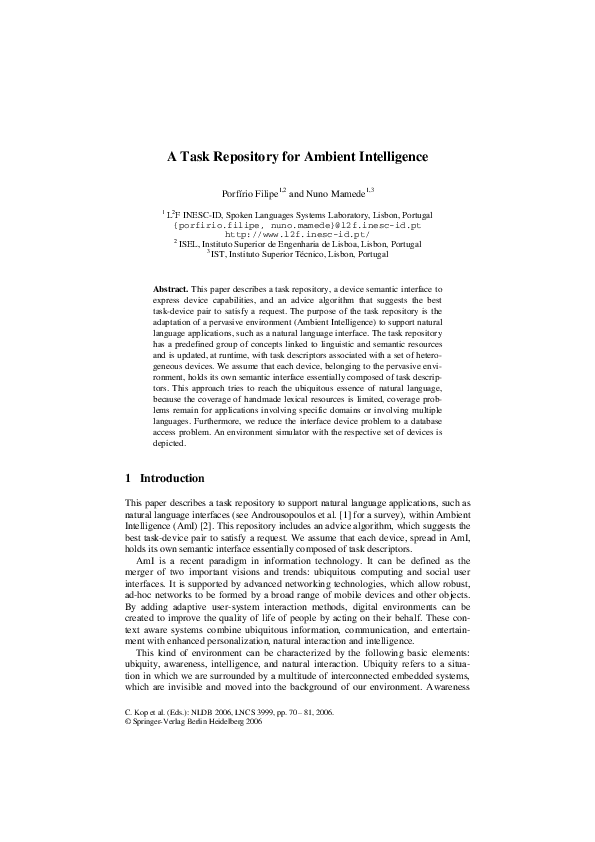 (PDF) A task repository for ambient intelligence