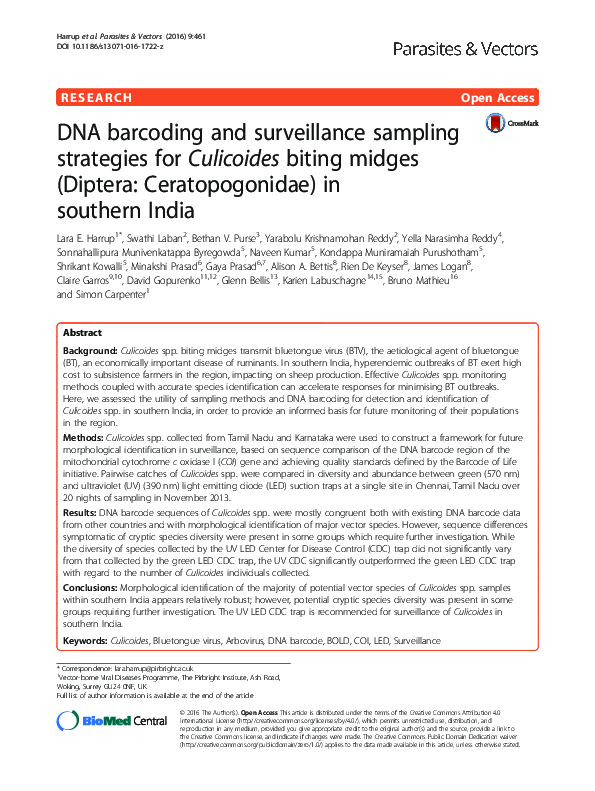 (PDF) DNA barcoding and surveillance sampling strategies for Culicoides ...