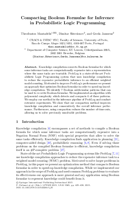 (PDF) Compacting Boolean Formulae for Inference in Probabilistic Logic ... (PDF) Compacting Boolean Formulae for Inference in Probabilistic Logic ...