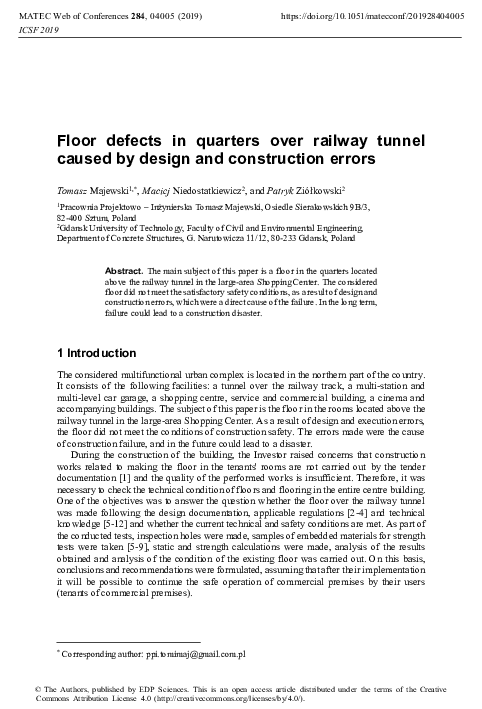 (PDF) Floor defects in quarters over railway tunnel caused by design ...