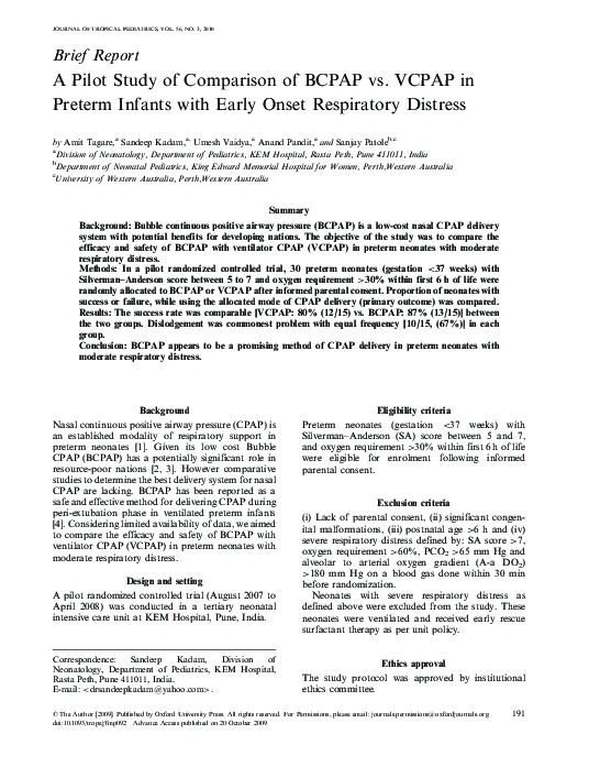 (PDF) A Pilot Study of Comparison of BCPAP vs. VCPAP in Preterm Infants ...