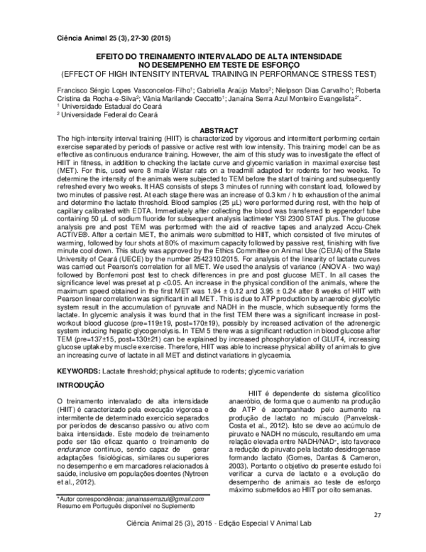 (PDF) Effect of high intensity interval training in performance stress test