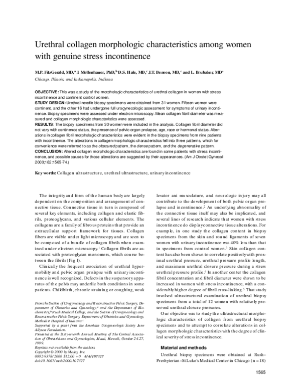 (PDF) Urethral collagen morphologic characteristics among women with ...