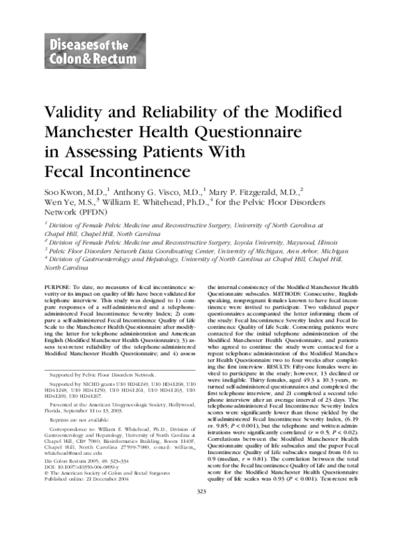 (PDF) Validity and Reliability of the Modified Manchester Health ...