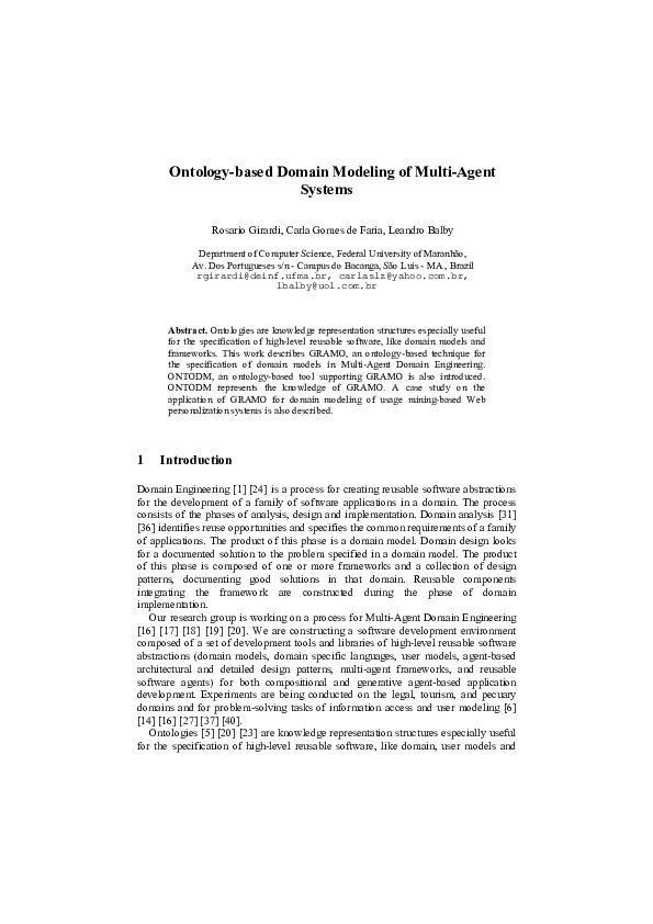 (PDF) Ontology-based domain modeling of multi-agent systems