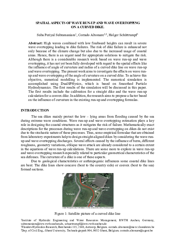 (PDF) Spatial apects of wave run-up and wave overtopping on a curved dike