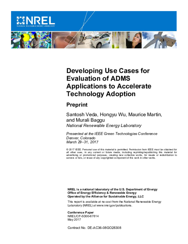 (PDF) Developing Use Cases for Evaluation of ADMS Applications to ...