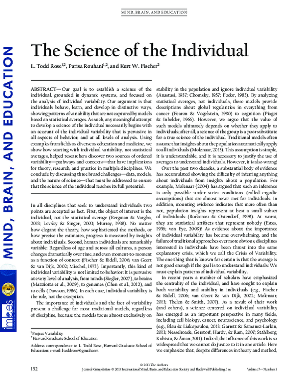 (PDF) The Science of the Individual
