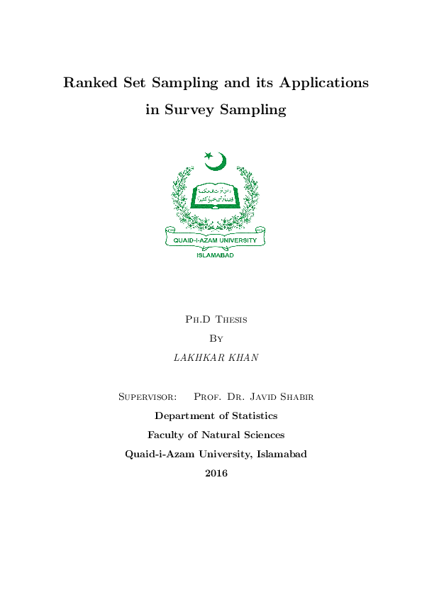 (PDF) Ranked Set Sampling and its Applications in Survey Sampling