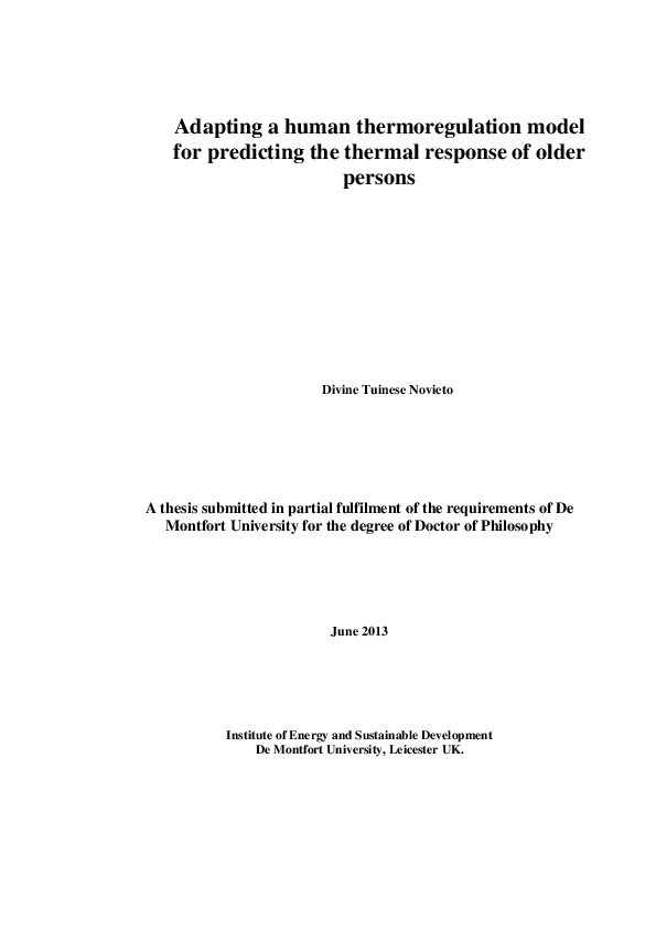 (PDF) Adapting a human thermoregulation model for predicting the ...