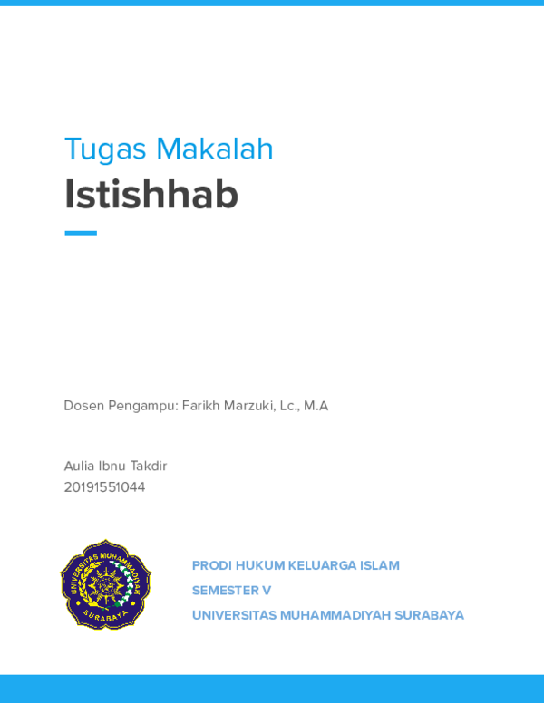 (PDF) Istishab - Ushul Fiqh