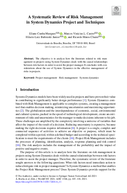 (PDF) A Systematic Review of Risk Management in System Dynamics Project ...