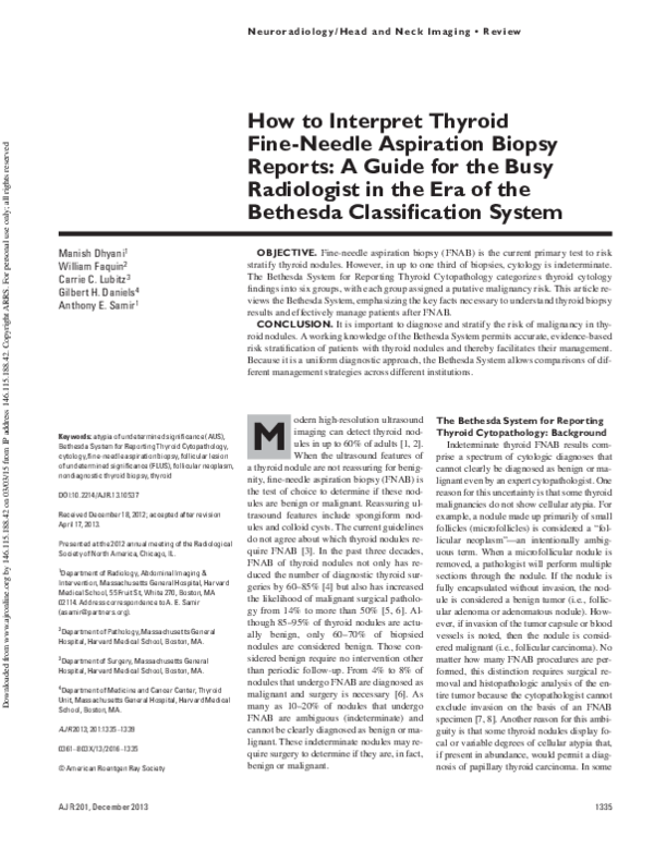 (PDF) How to Interpret Thyroid Fine-Needle Aspiration Biopsy Reports: A ...
