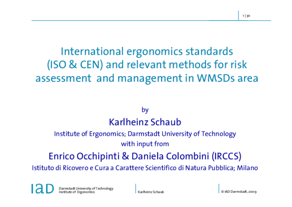 (PDF) International ergonomics standards (ISO & CEN) and relevant ...
