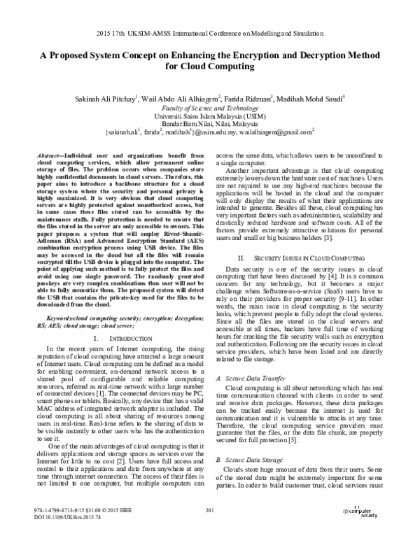 (PDF) A Proposed System Concept on Enhancing the Encryption and Decryption Method for Cloud ...