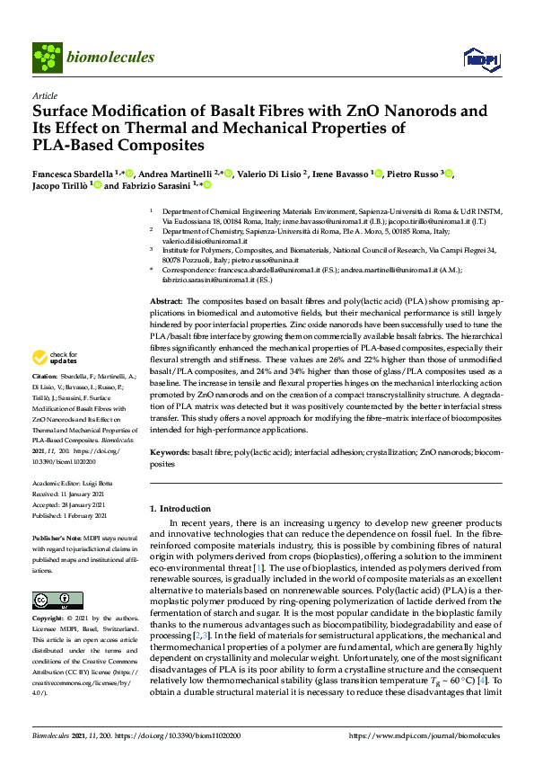 (PDF) Surface Modification of Basalt Fibres with ZnO Nanorods and Its ...