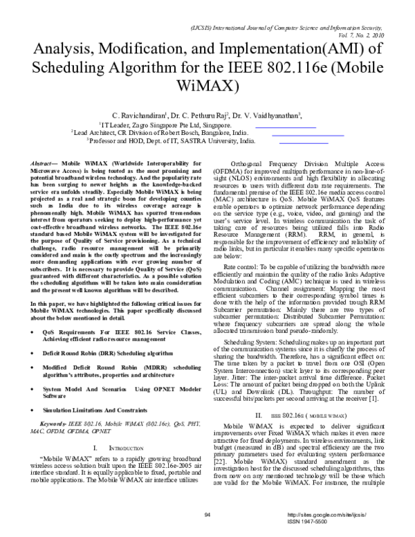 Pdf Enhancing Qos In Mobile Wimax Scheduling
