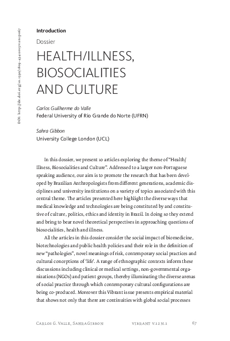 (PDF) Introduction - Health/Illness, Biosocialities and Culture
