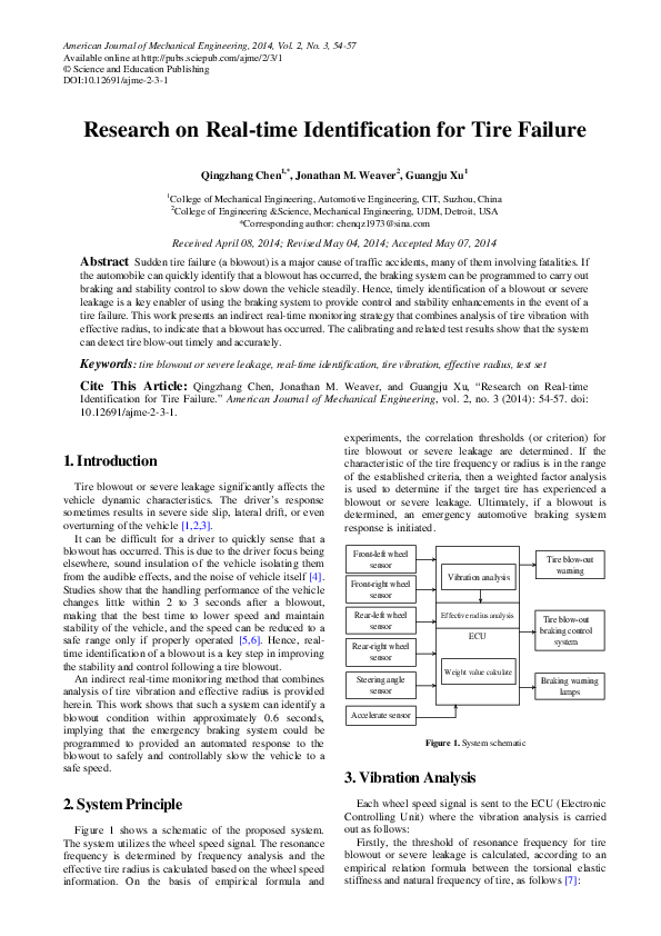 (PDF) Research on Real-time Identification for Tire Failure