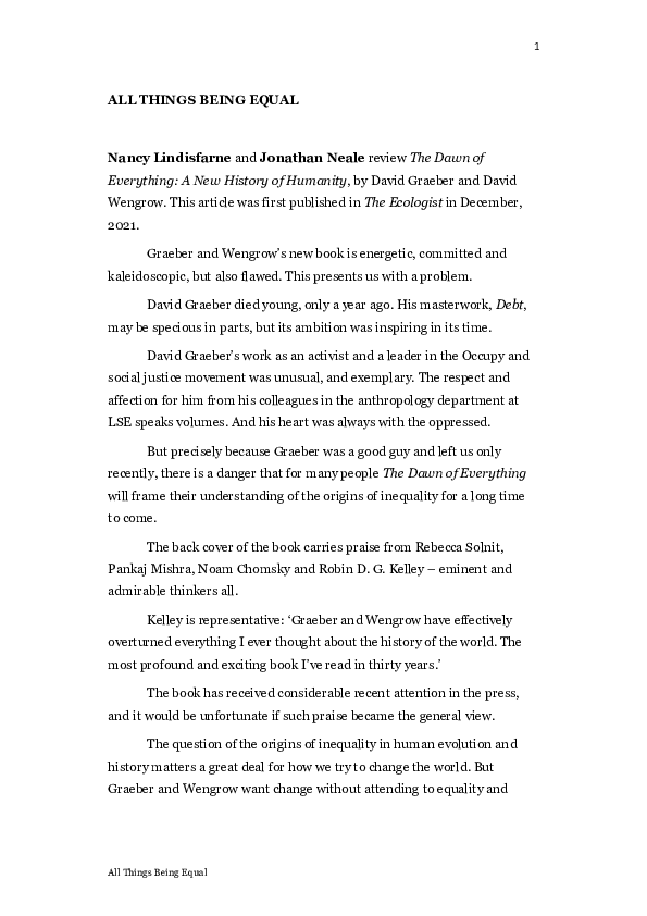 (DOC) ALL THINGS BEING EQUAL