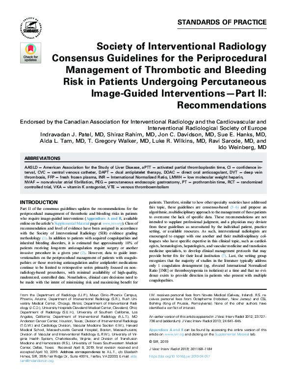(PDF) Society of Interventional Radiology Consensus Guidelines for the ...