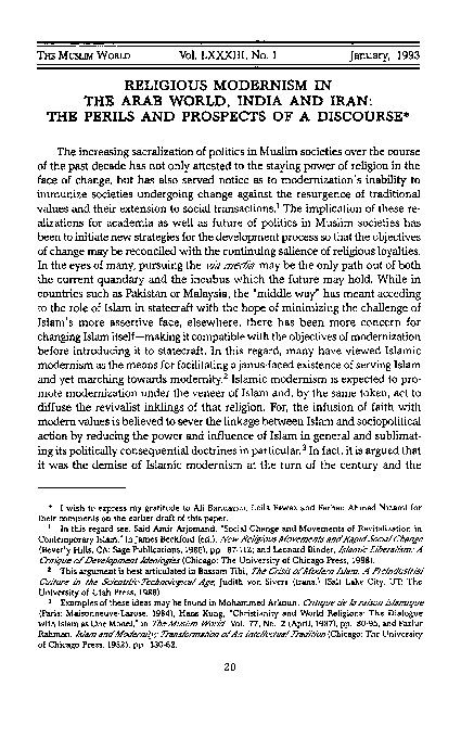 (PDF) Religious Modernism in the Arab World, India and Iran: The Perils ...