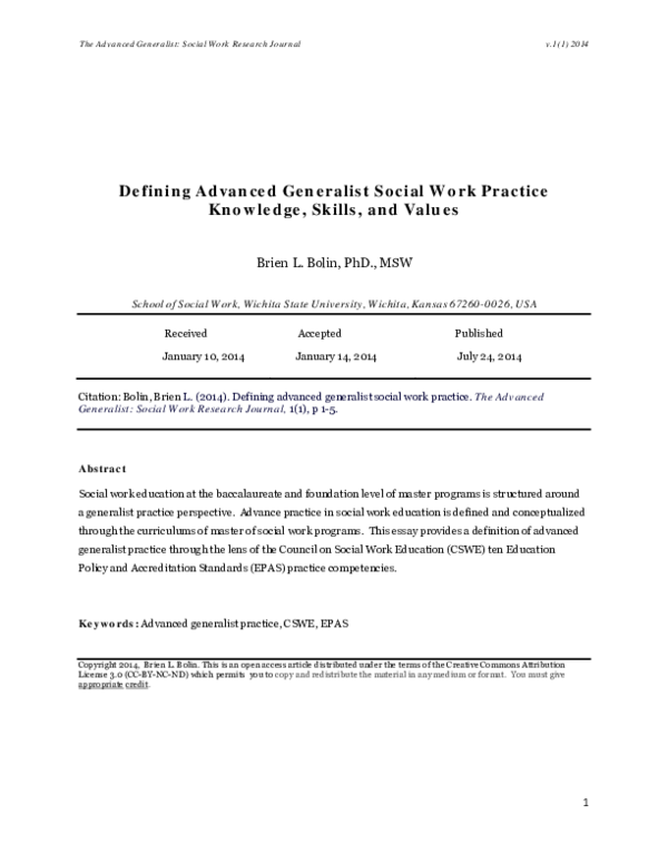(PDF) Defining Advanced Generalist social work practice knowledge ...