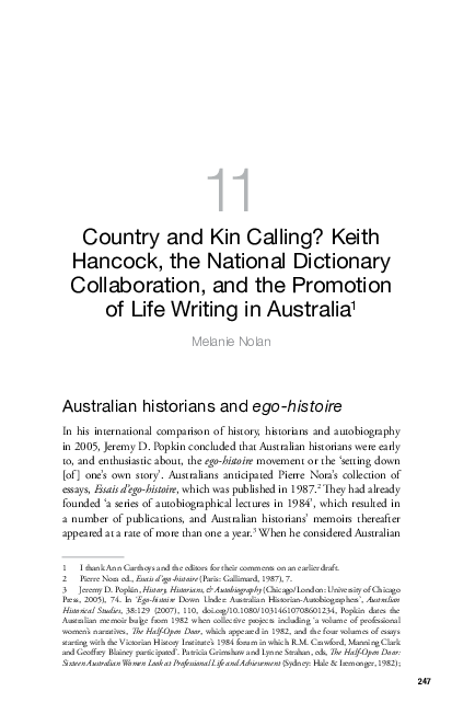 (PDF) Country and Kin Calling? Keith Hancock, the National Dictionary ...