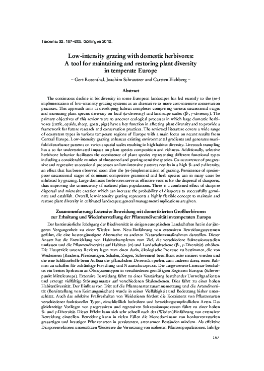 (PDF) Low-intensity grazing with domestic herbivors: A tool for ...