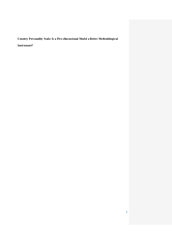 (PDF) Country personality scale: is a five-dimensional model a better ...