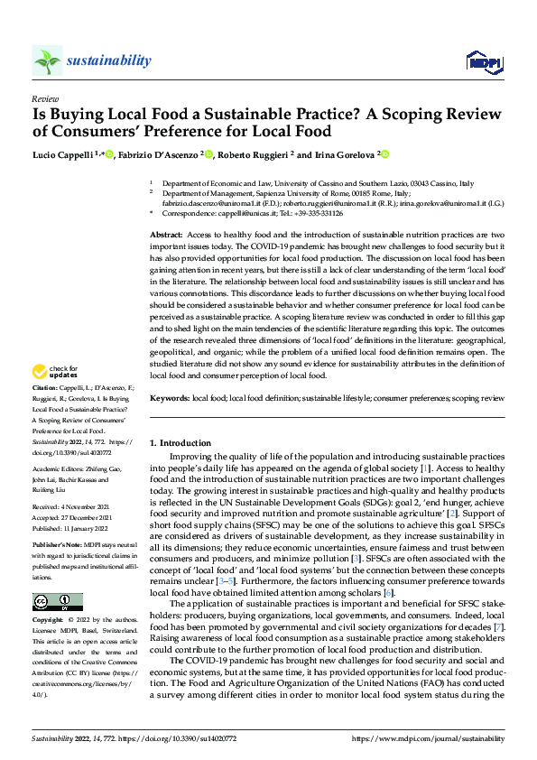 (PDF) Is Buying Local Food a Sustainable Practice? A Scoping Review of ...