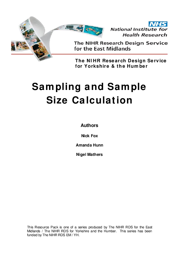 (PDF) Sampling and Sample Size Calculation