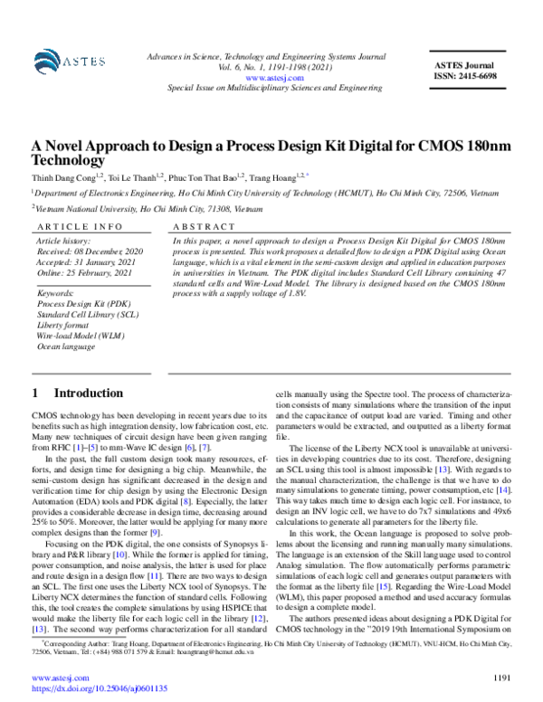 (PDF) A Novel Approach to Design a Process Design Kit Digital for CMOS ...