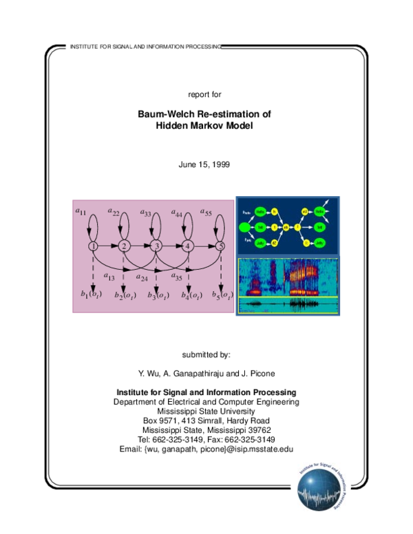 Pdf Baum Welch Re Estimation Of Hidden Markov Model