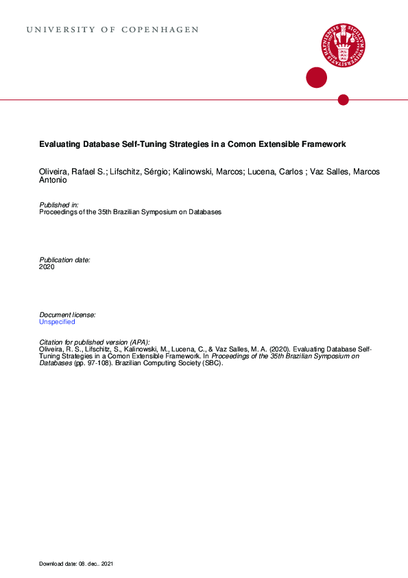 (PDF) Evaluating Database Self-Tuning Strategies in a Comon Extensible Framework