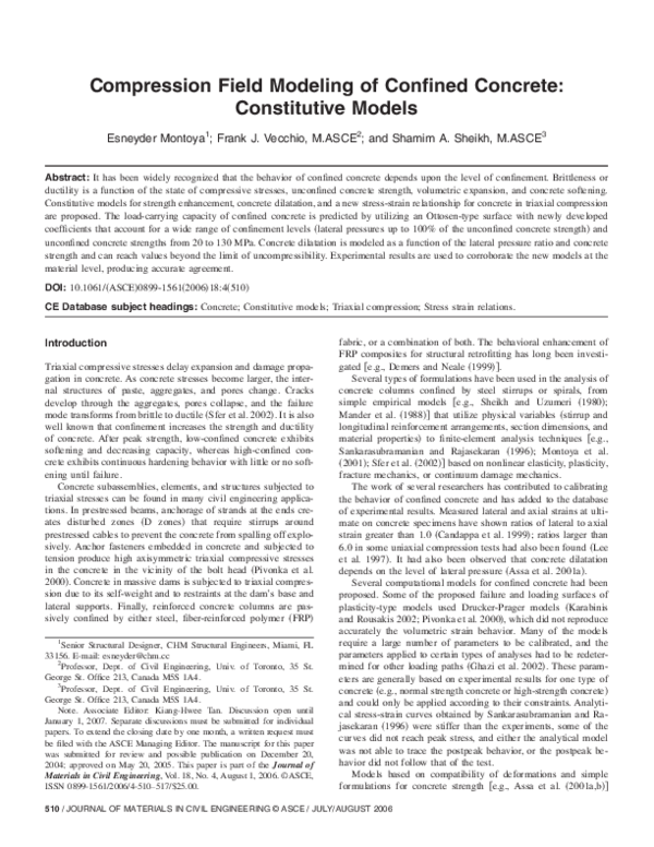 (PDF) Compression Field Modeling of Confined Concrete: Constitutive Models