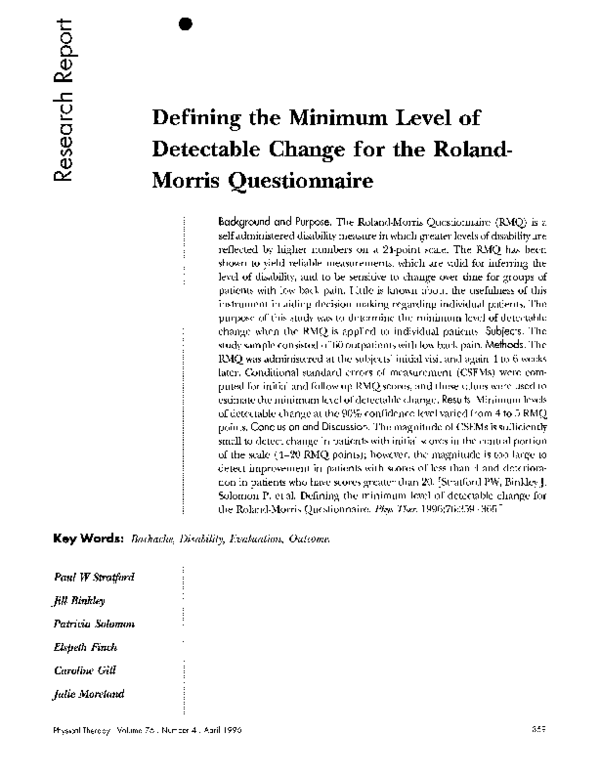 (PDF) Defining the minimum level of detectable change for the Roland ...