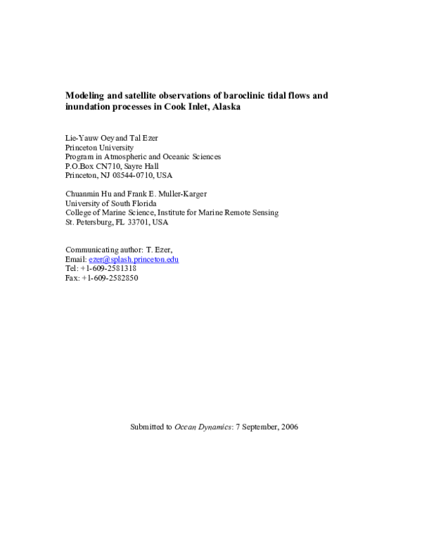 (PDF) Modeling and satellite observations of baroclinic tidal flows and ...