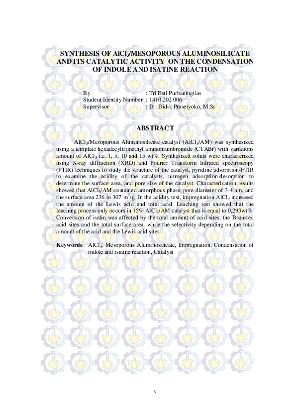 (PDF) SYNTHESIS OF AlCl3/MESOPOROUS ALUMINOSILICATE AND ITS CATALYTIC ...