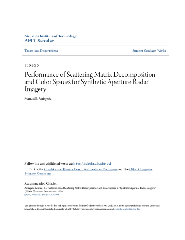 (PDF) Performance of Scattering Matrix Decomposition and Color Spaces for Synthetic Aperture ...