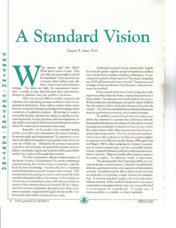 (PDF) The Standard of Vision