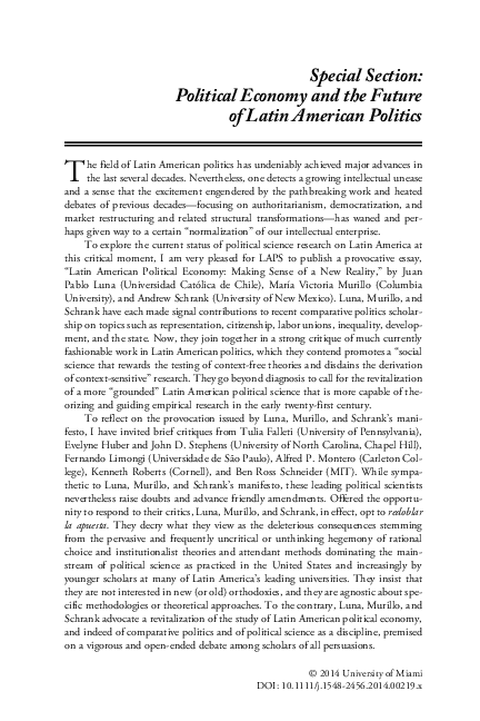 (PDF) Special Section: Political Economy and the Future of Latin ...