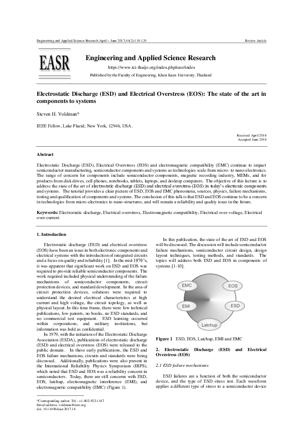 (PDF) Electrostatic Discharge (ESD) and Electrical Overstress (EOS ...